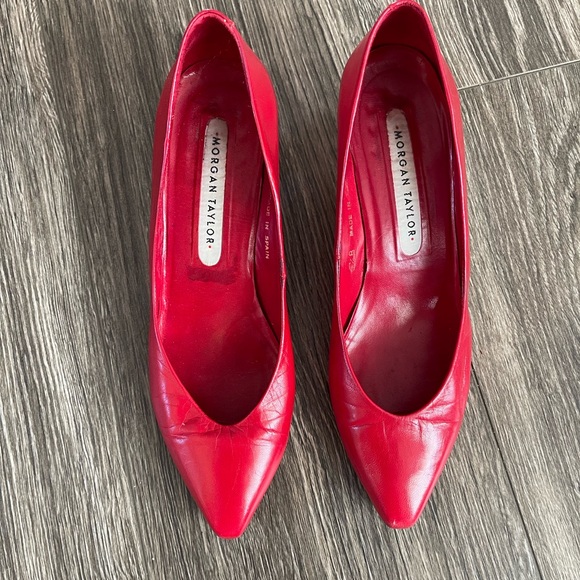 Morgan Taylor | Shoes | Vintage Morgan Taylor Pumps Red Leather Pointed ...